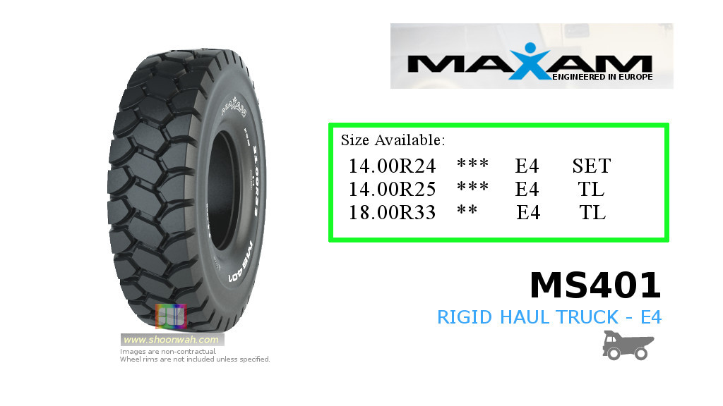 1800R33 (505/95R33) MAXAM MS401 E4 Container Handler & Dump Trucks ...